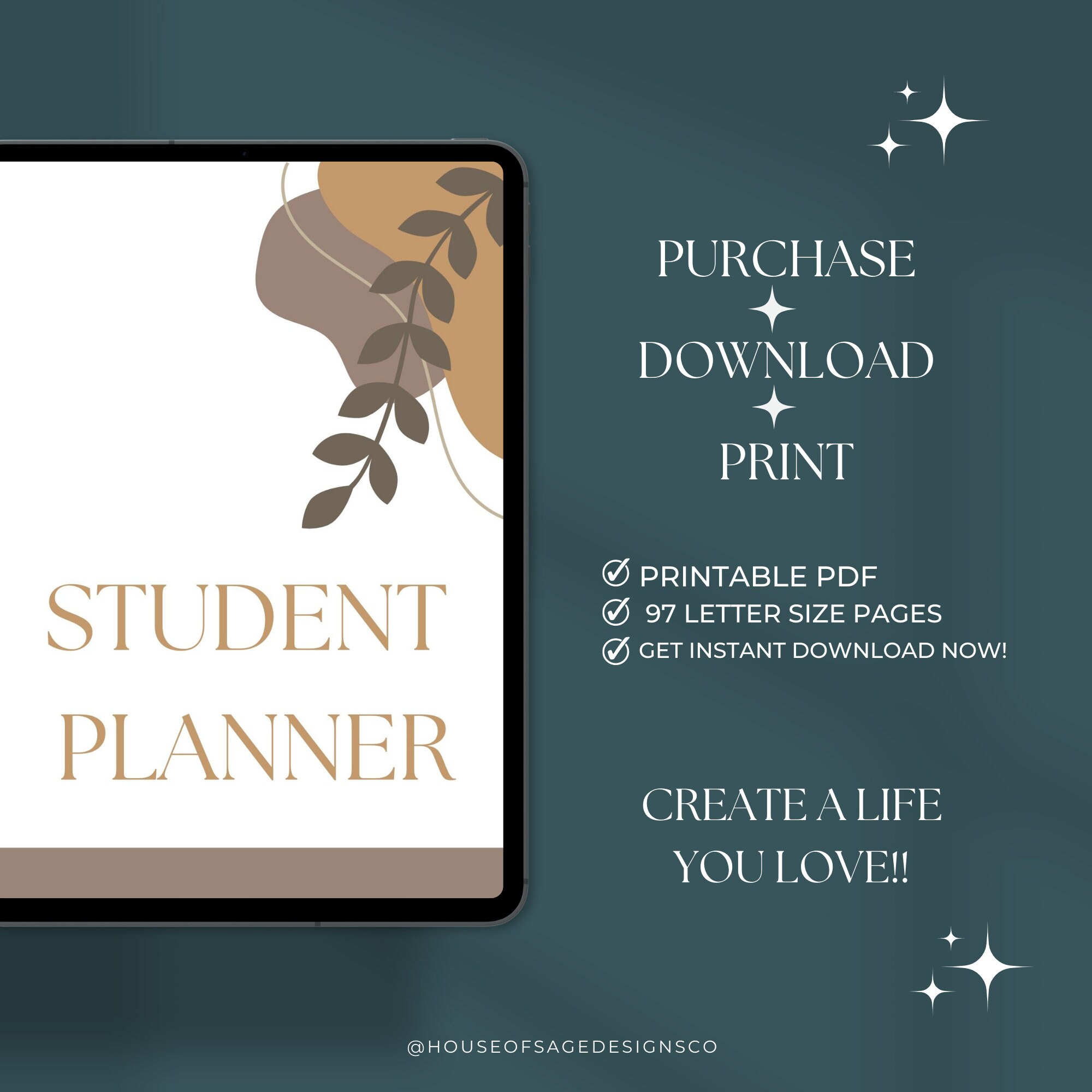 Printable Planner, Boho Inspired Planner, Printable Student Planner ...