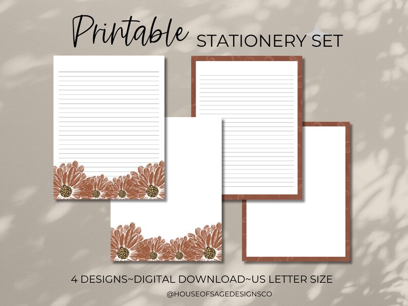 Printable Stationery I Unlined Letter Paper I US Letter Size I Lined ...