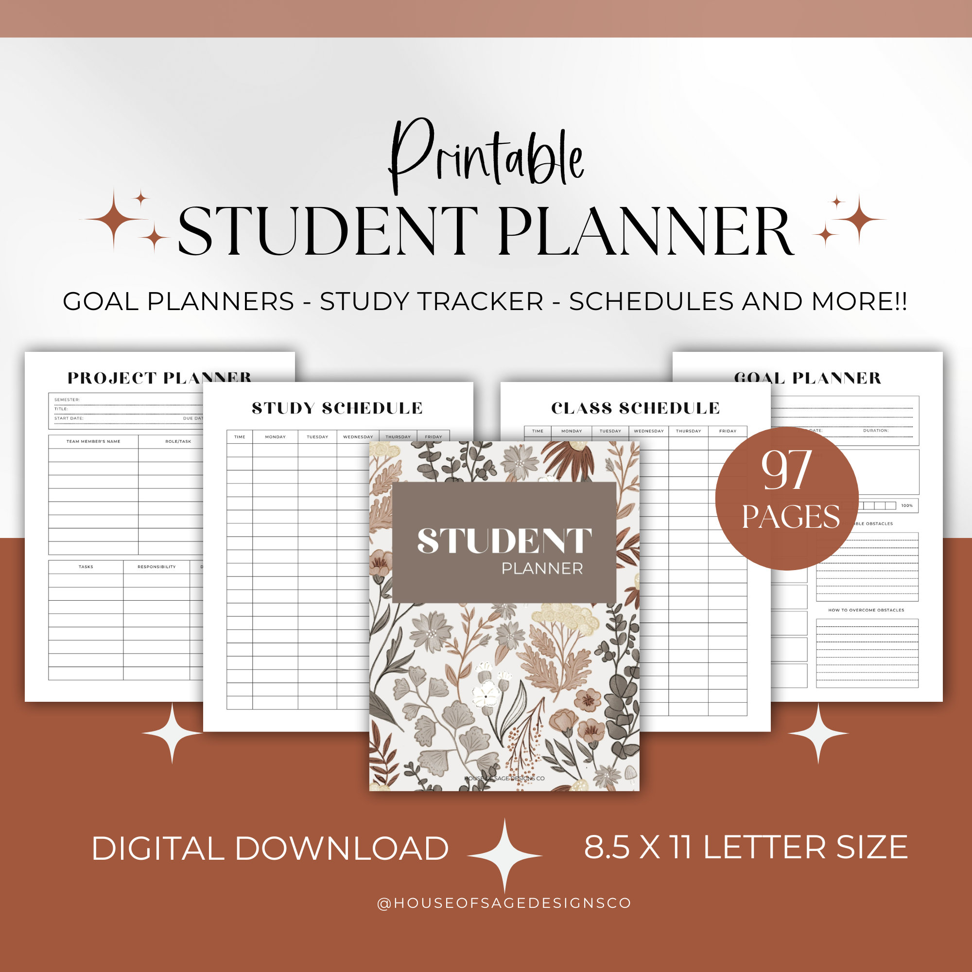 Printable Student Planner, Printable Planner, Study Planner, Academic ...