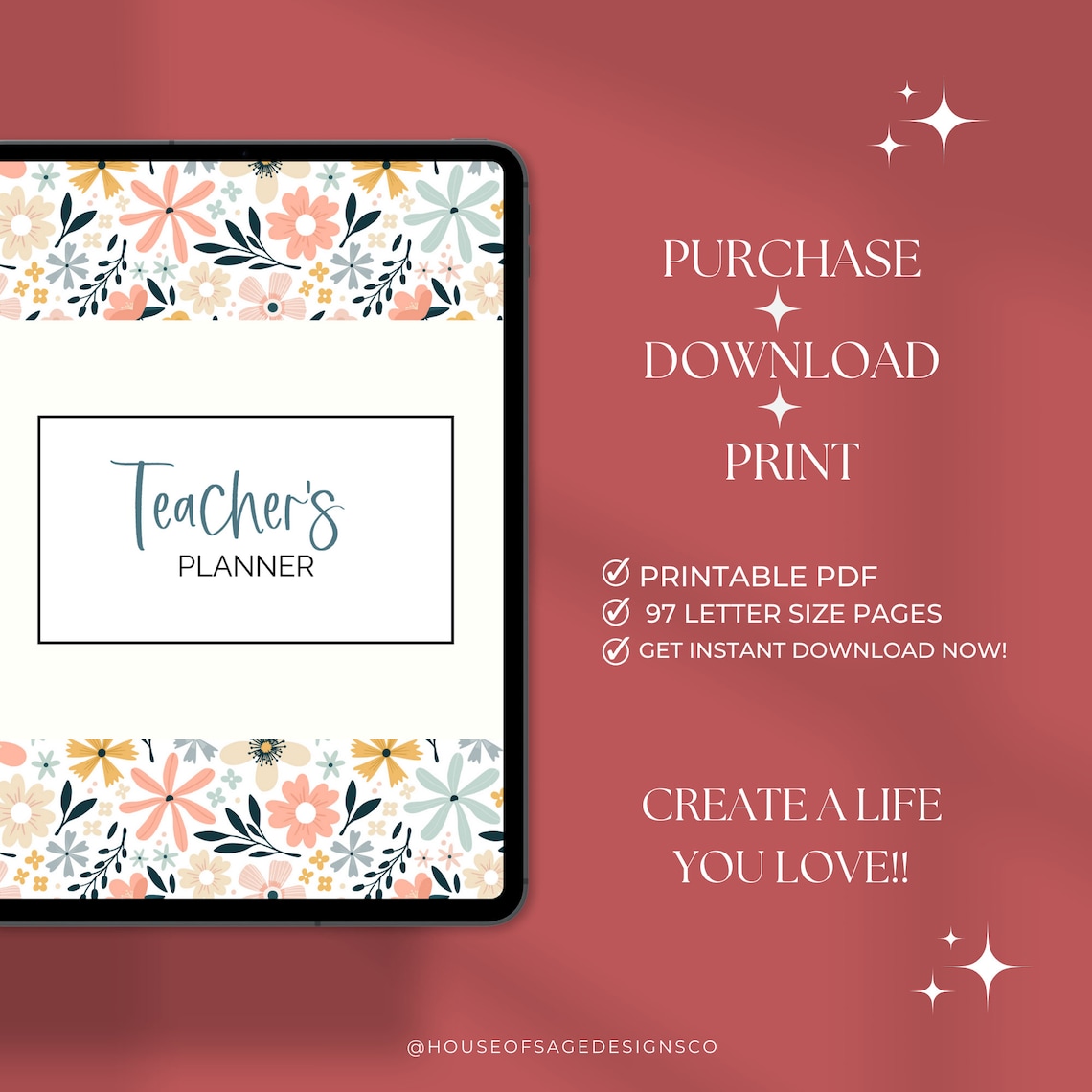 Printable Teacher Planner, Classroom Planner, Lesson Planner, PDF ...