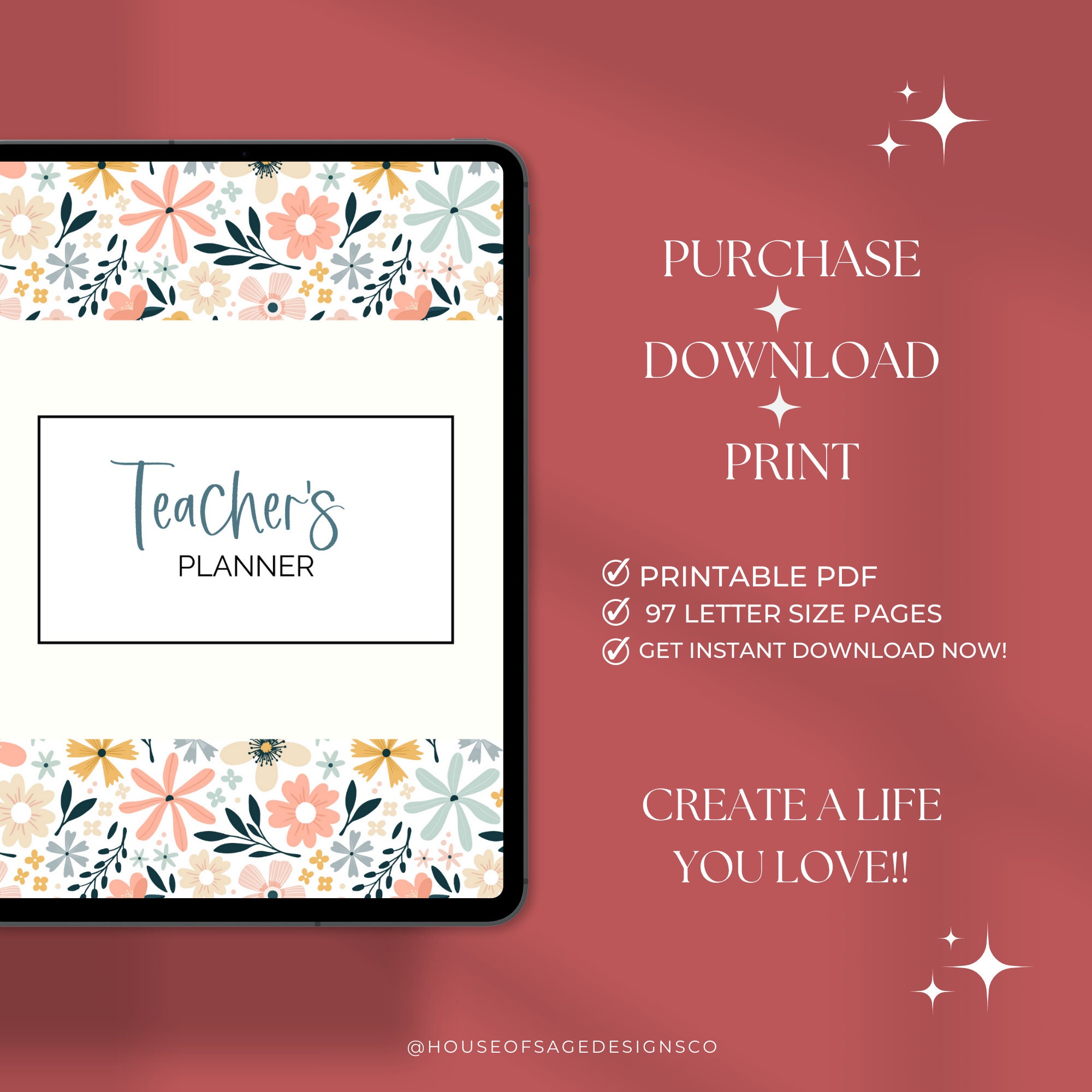 Printable Teacher Planner, Classroom Planner, Lesson Planner, PDF ...