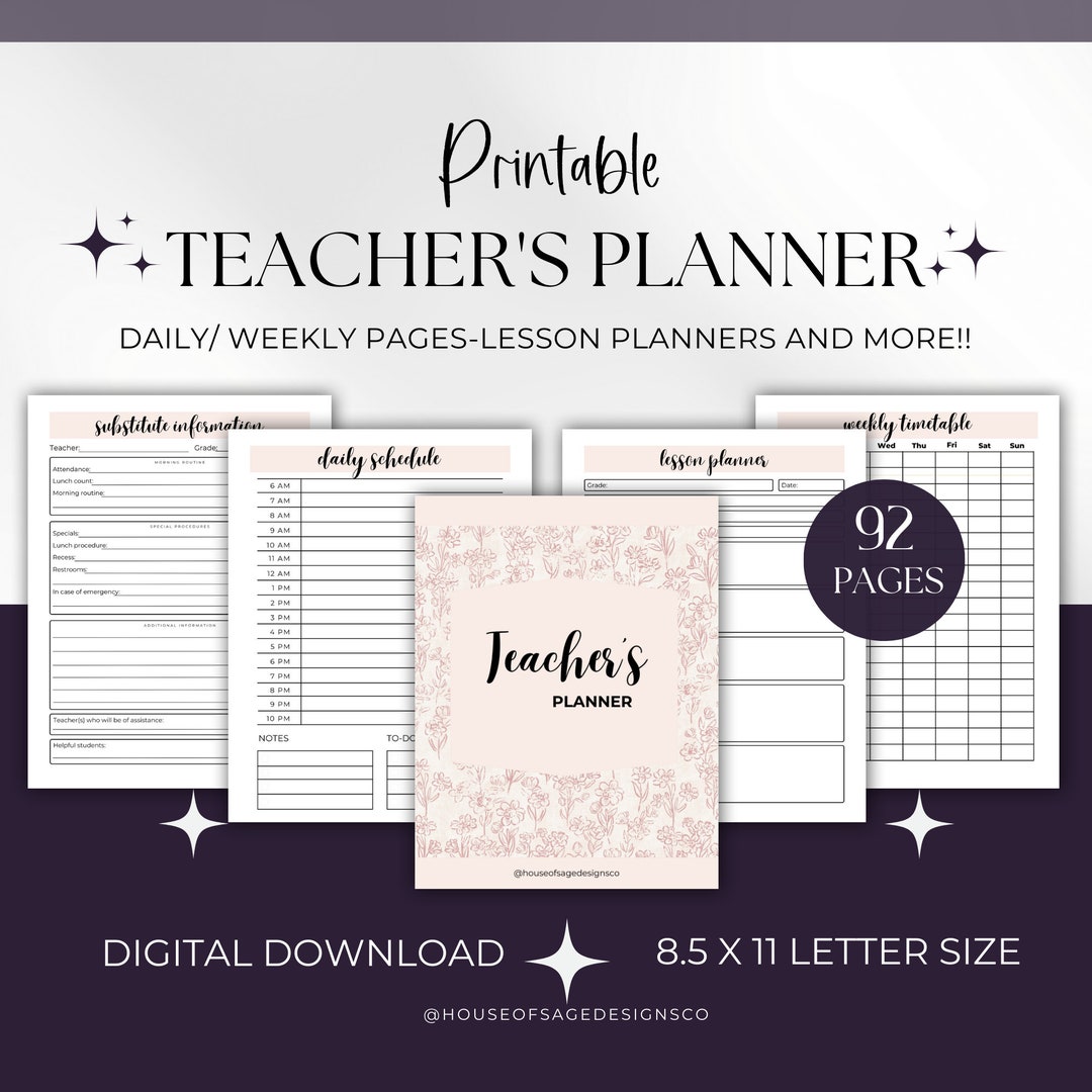 Teachers Planner, Printable Lesson Planner, PDF Teacher Planner ...
