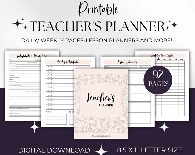 Printable Teacher Planner|teacher Planner Pages|lesson Planner|daily ...
