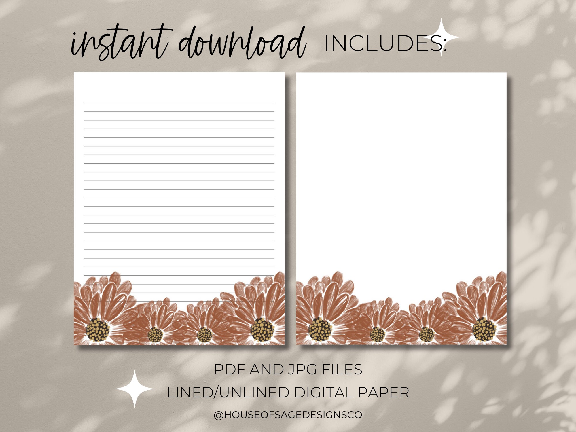 Printable Stationery I Unlined Letter Paper I US Letter Size I Lined ...