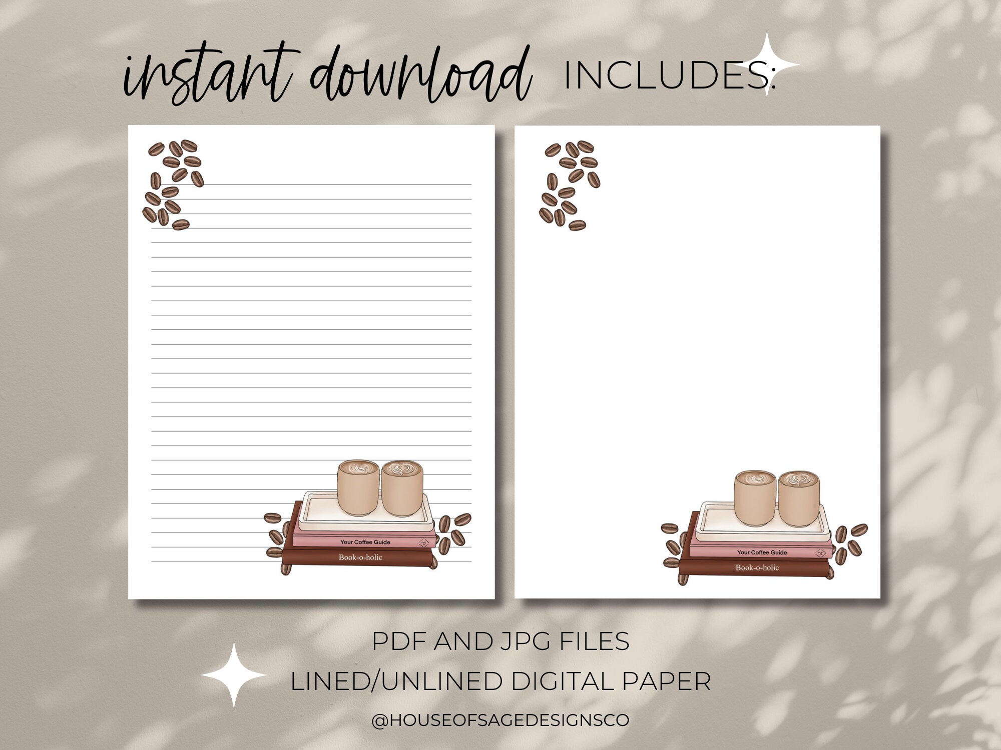 Printable Stationery Set I Unlined Digital Writing Paper I US Letter ...