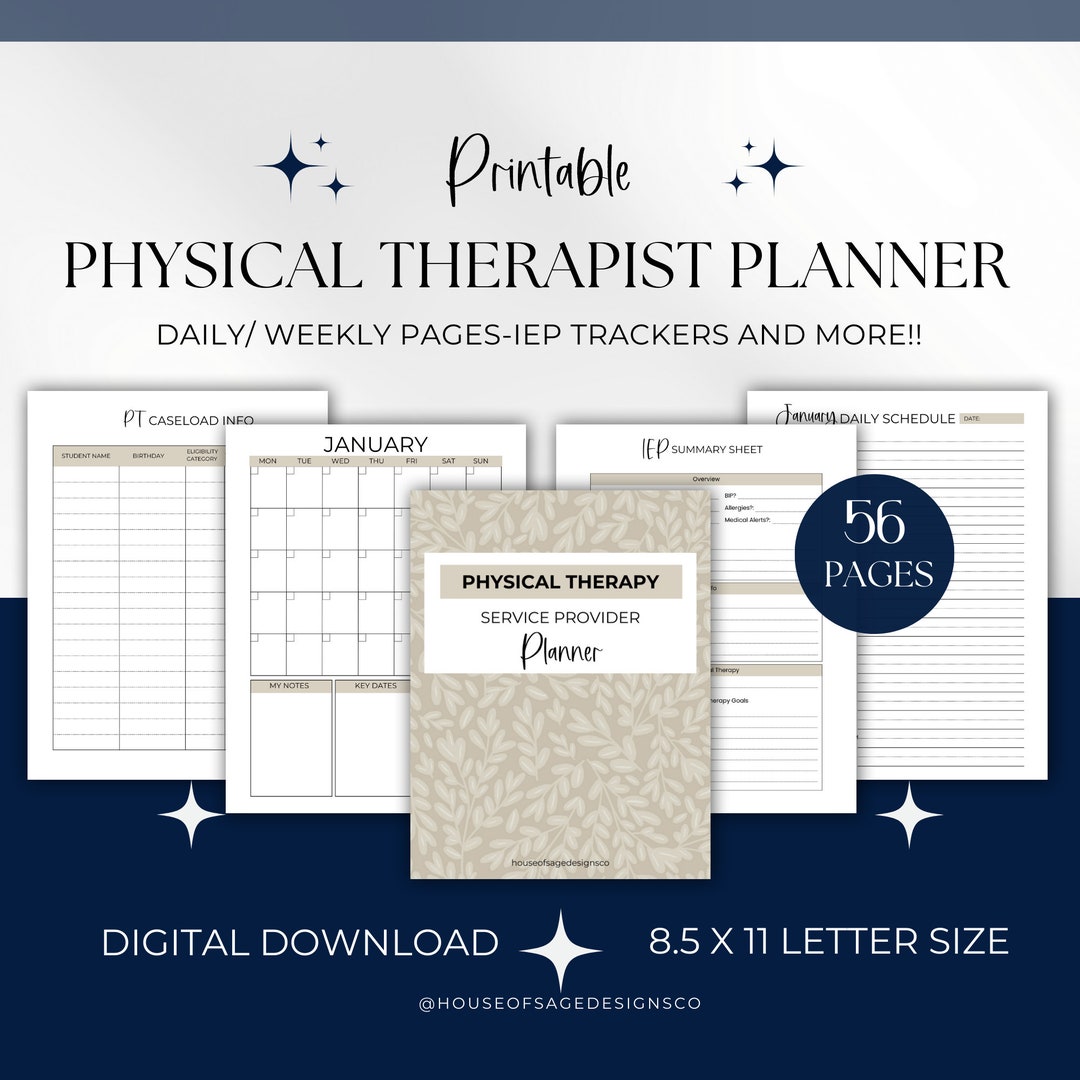 Physical Therapy Planner, IEP Trackers, PT Planner, School PT Planner ...