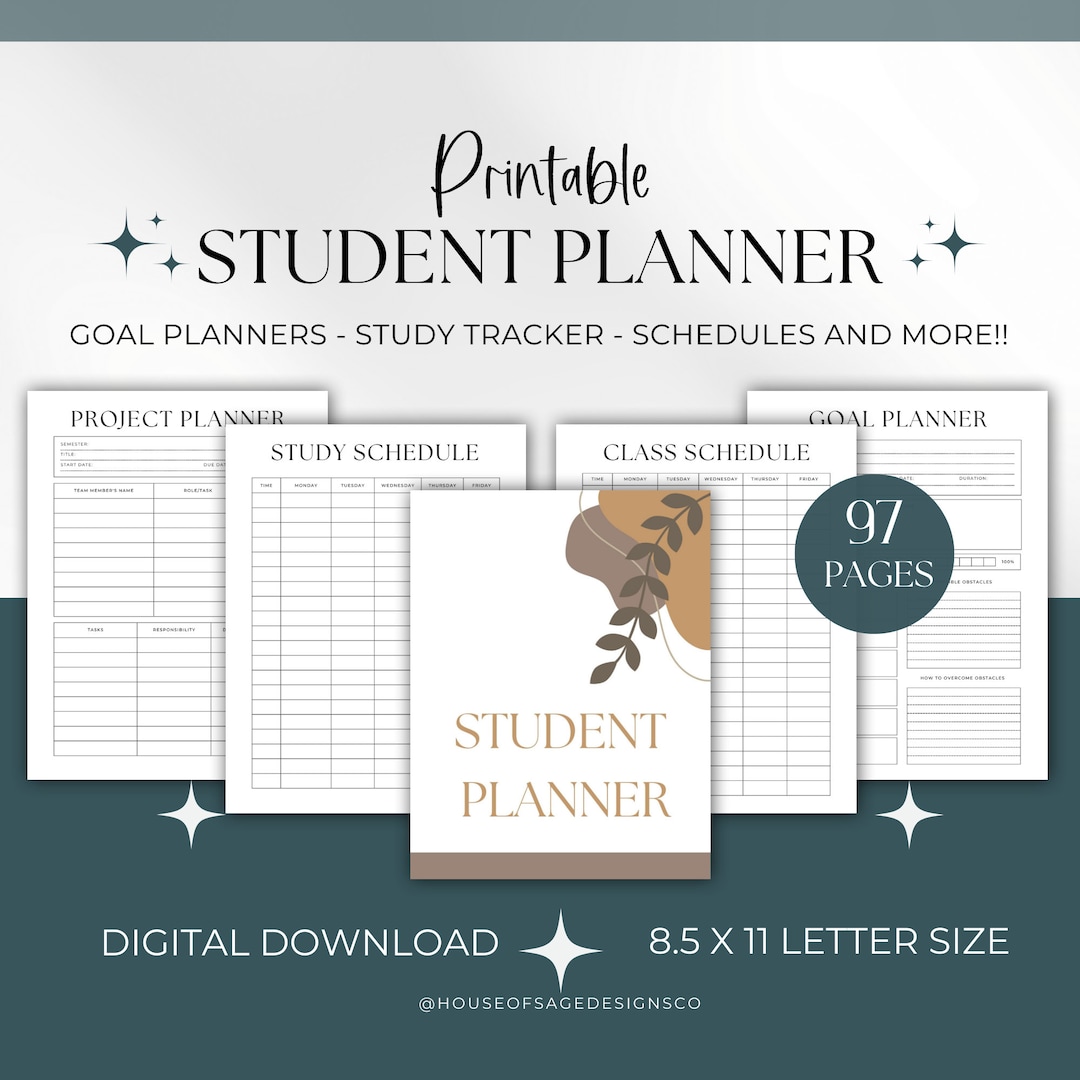 Printable Planner, Boho Inspired Planner, Printable Student Planner ...