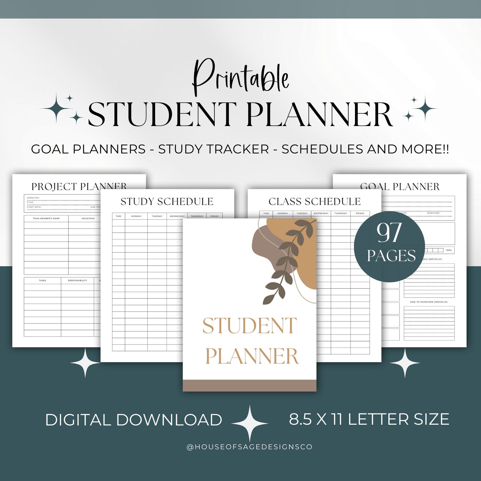 Printable Planner, Boho Inspired Planner, Printable Student Planner ...