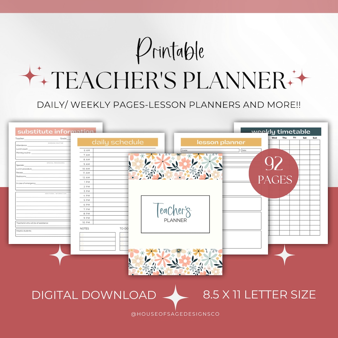 Printable Teacher Planner, Classroom Planner, Lesson Planner, PDF ...