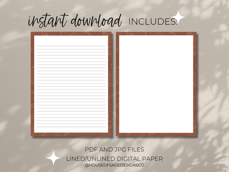 Printable Stationery I Unlined Letter Paper I US Letter Size I Lined ...
