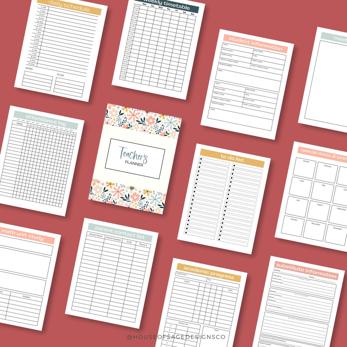 Printable Teacher Planner, Classroom Planner, Lesson Planner, PDF ...