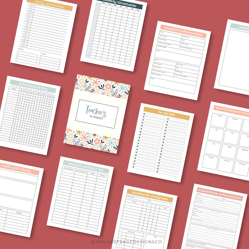 Printable Teacher Planner, Classroom Planner, Lesson Planner, PDF ...