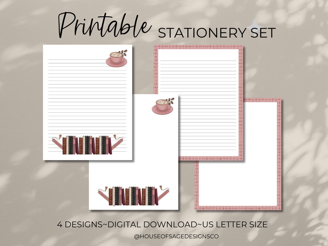 Printable Stationery Set I Library Inspired Writing Paper I US Letter ...