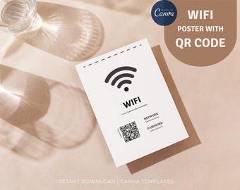 Wifi Sign Personalised Print QR Code QR Scanner Print House Hotel ...