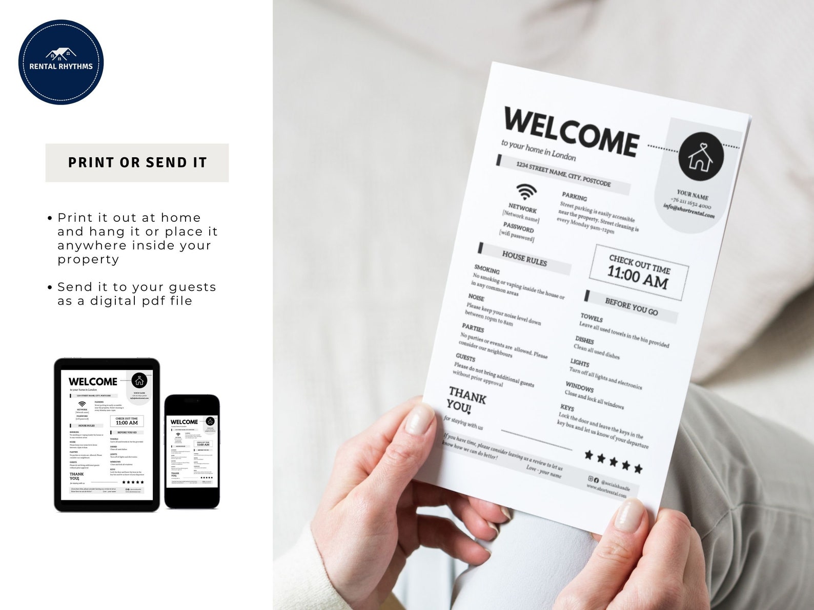 Airbnb Welcome Sign Airbnb Host Sign Printable Editable Canva Template ...