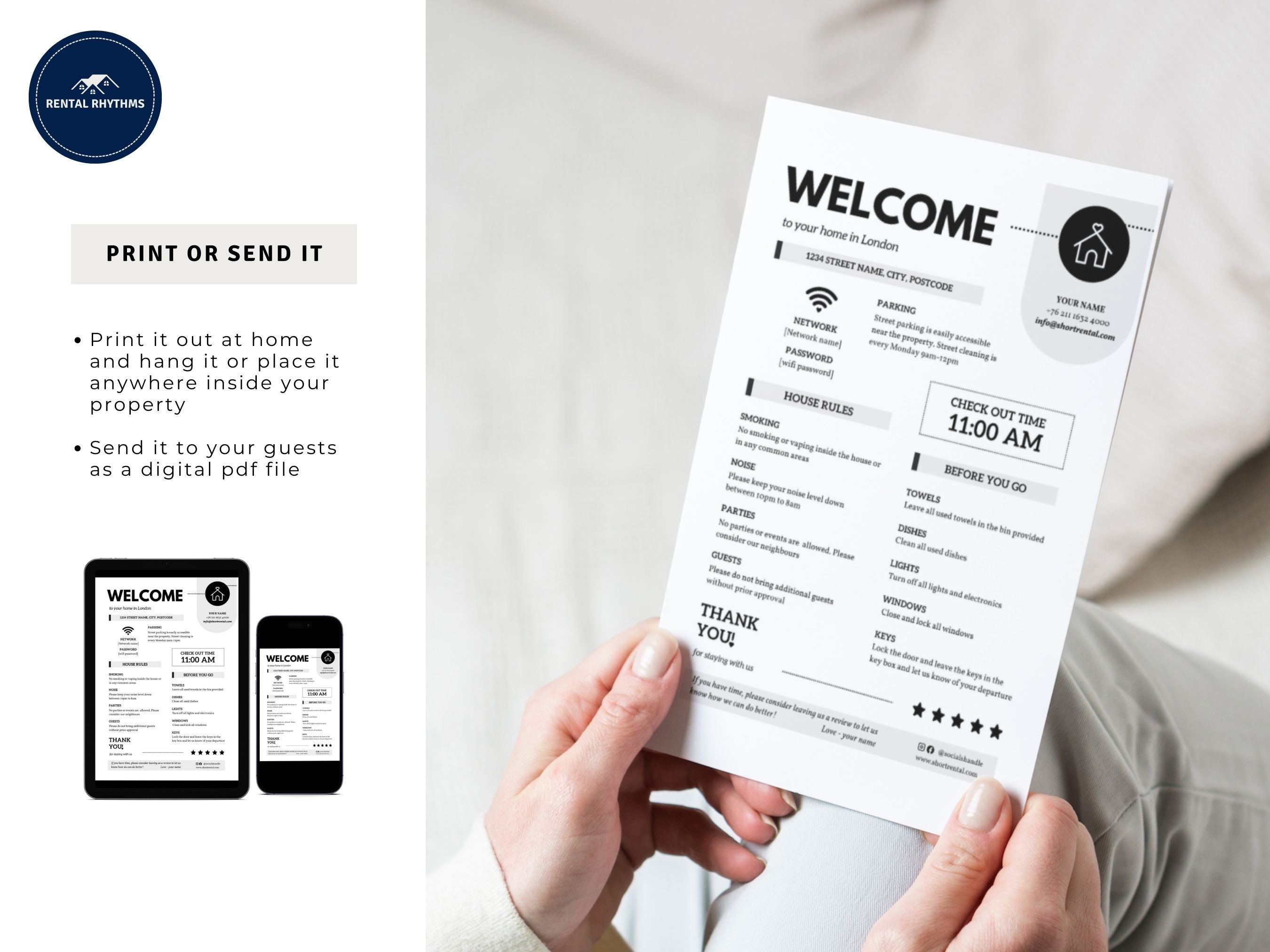 Airbnb Welcome Sign Airbnb Host Sign Printable Editable Canva Template ...