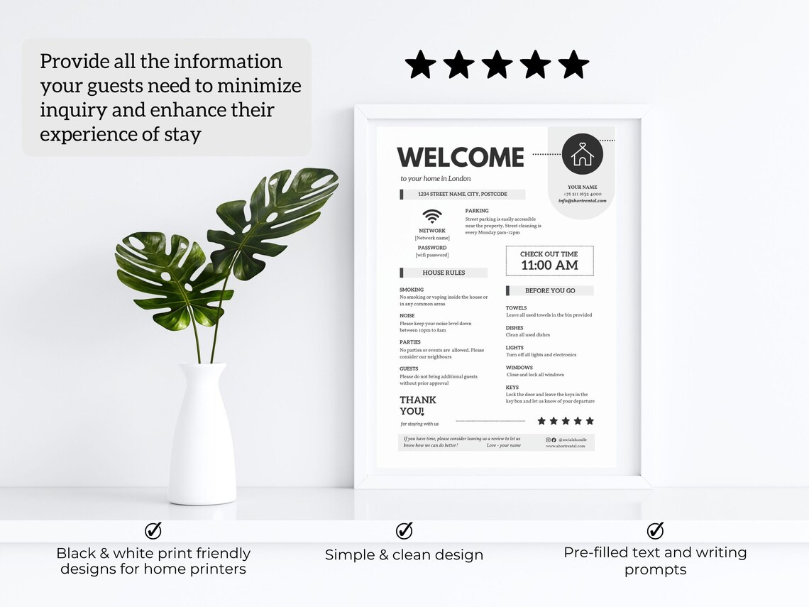 Airbnb Welcome Sign Airbnb Host Sign Printable Editable Canva Template ...