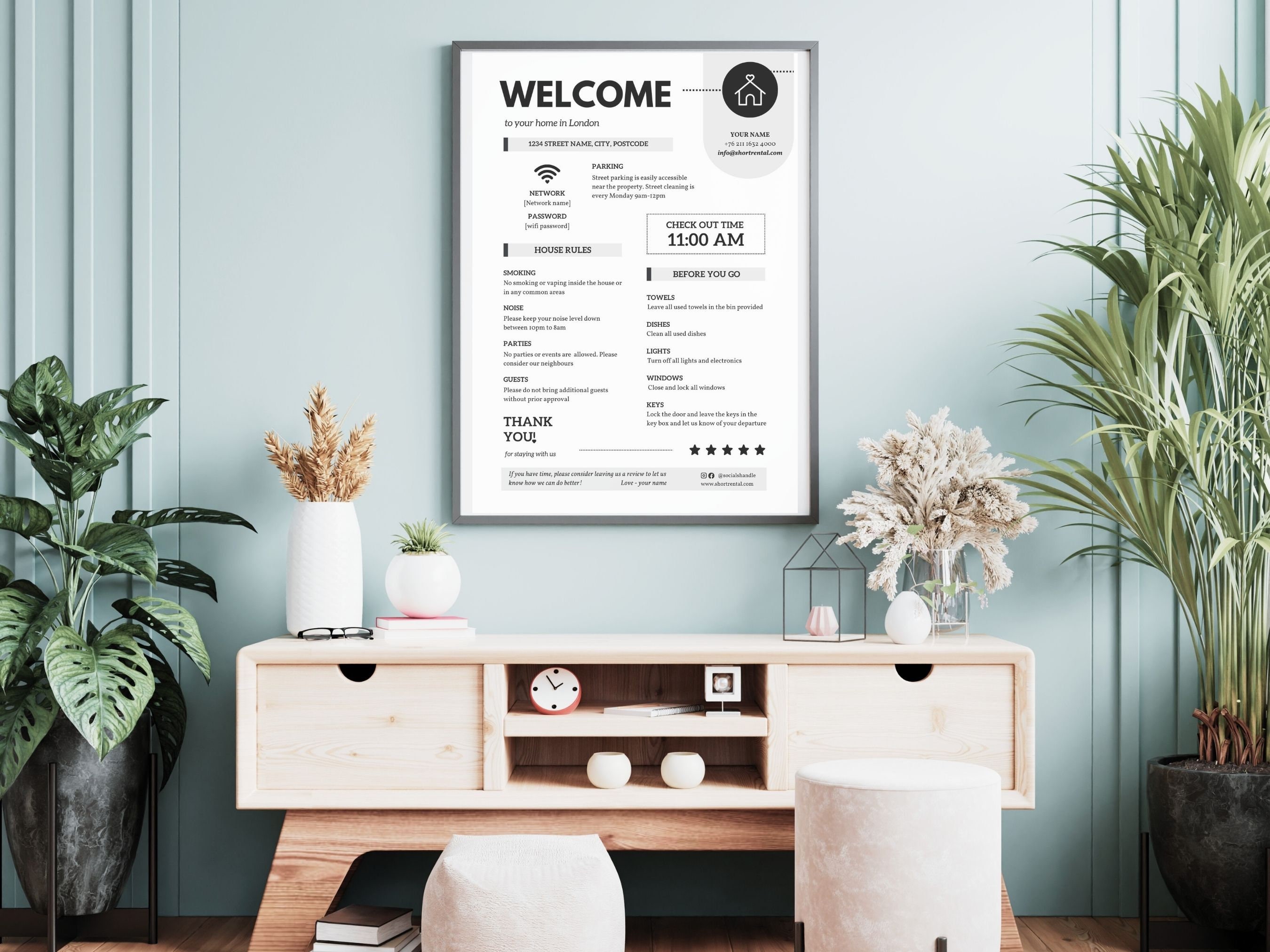 Airbnb Welcome Sign Airbnb Host Sign Printable Editable Canva Template ...