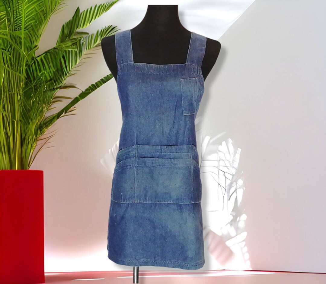 Vintage Cross-back Denim Apron With Pockets 90's - Etsy