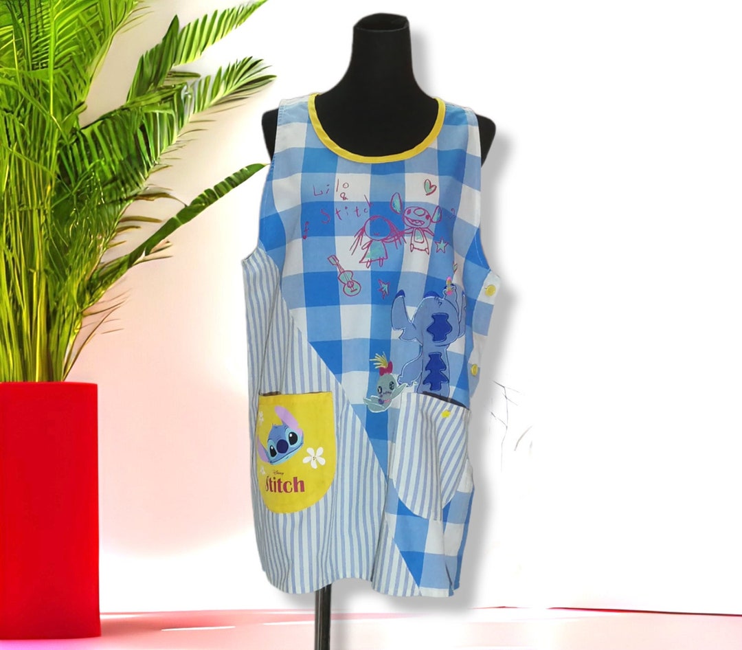 Vintage Lilo & Stitch Apron Checks Pattern. Aprons With Pockets - Etsy
