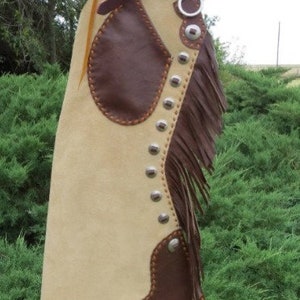 Native American Handmade Cowboy Style Beige Suede Chap Leather - Etsy