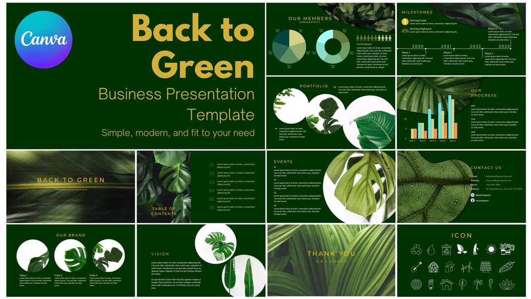 Back to Green Business Presentation Template - Etsy
