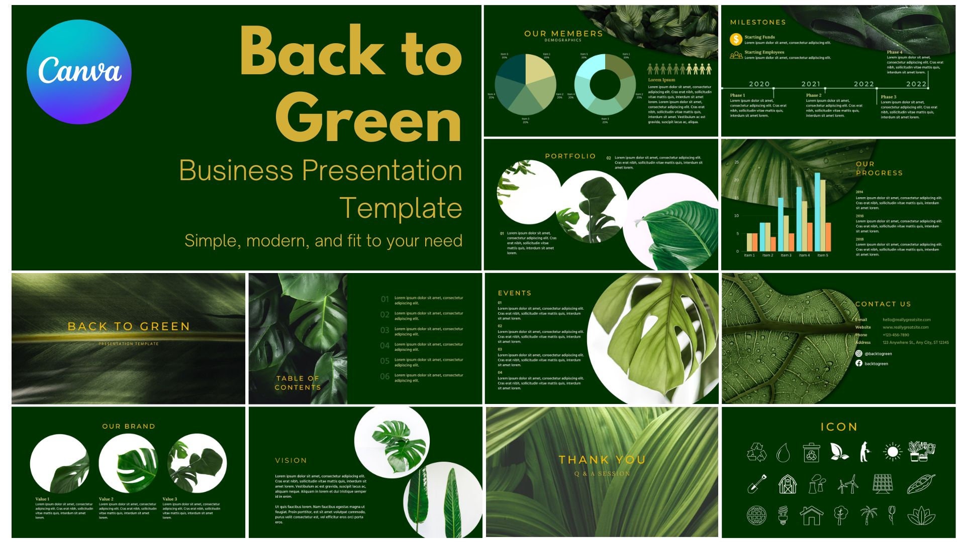 Back to Green Business Presentation Template - Etsy