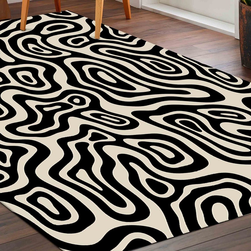 Black and White Rug - Etsy