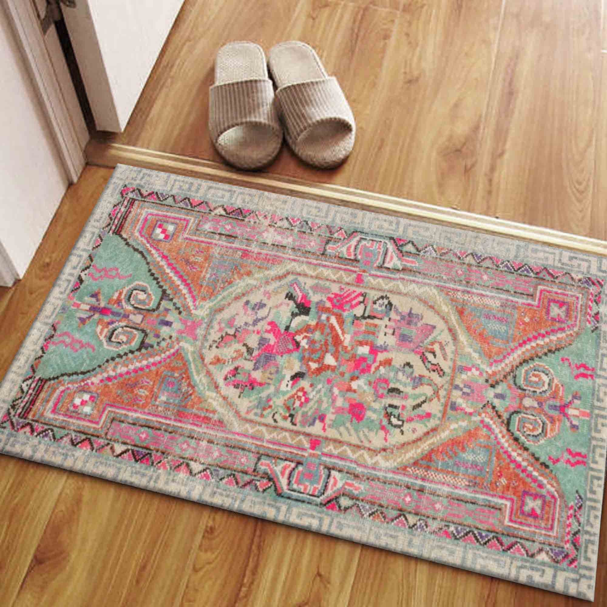 Rose Pattern Rug Ethnic Pattern Rug Green Rug Colorful - Etsy