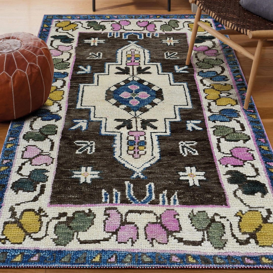 Blue Rug, Medallion Pattern Rug, Ethnic Pattern Rug, Persian Design Rug ...