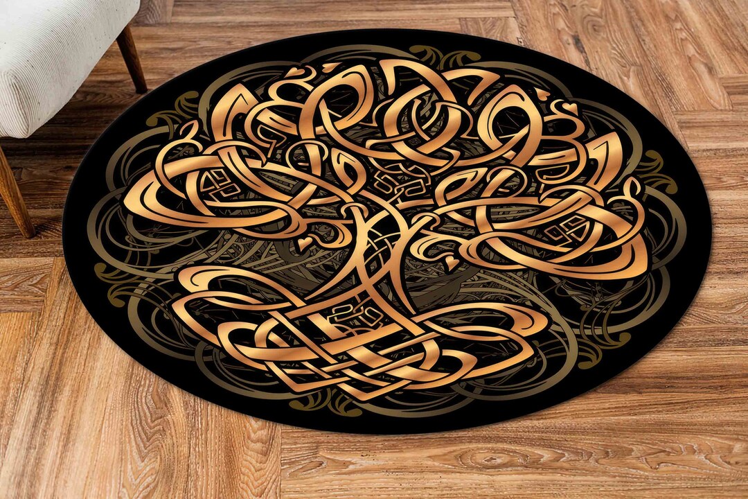 Tree of Life Rugs, Black and Gold Rug, Trendy Rugs, Modern Rug, Gift ...