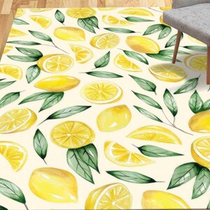 Lemon Rugs, Summer Rug, Dining Room Rug, Modern Rug, Colorful Rug, Anti ...