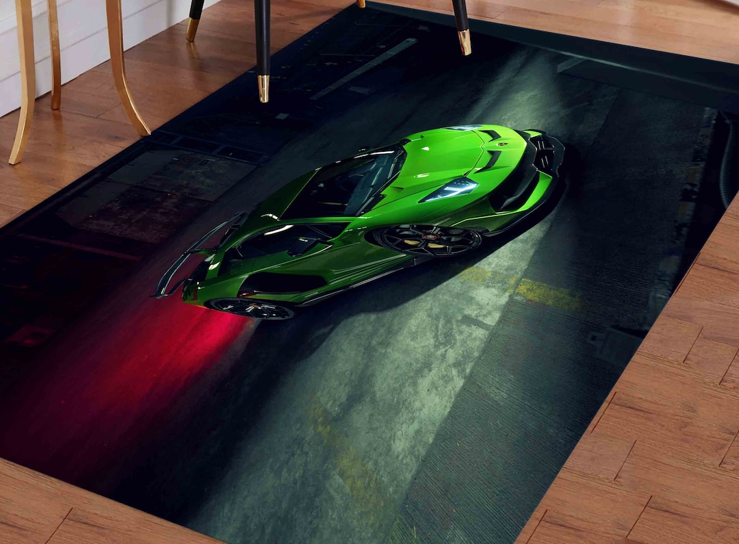 Lamborghini Adventador Rugs, Green Car Rug, Luxury Car Rug, Car Rug ...