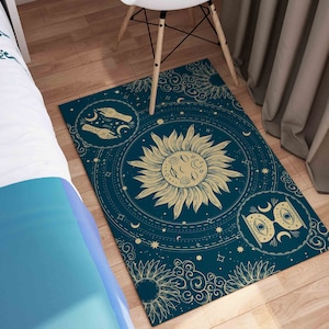Sun and Moon Rug, Time Illustration Rug, Mysttical Design Rug, Modern ...