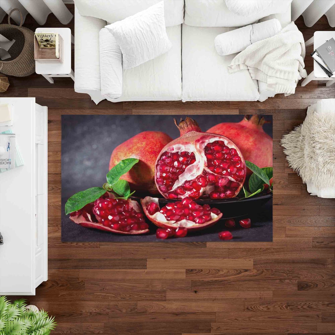 Pomegranate Rug, Food Rug, Kitchen Rugs, Modern Rugs, Large Rug, Salon ...