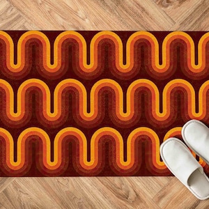 Brown Groovy Retro 70's Rugs, Mid Century Rug, Boho Rugs, Modern Rugs ...