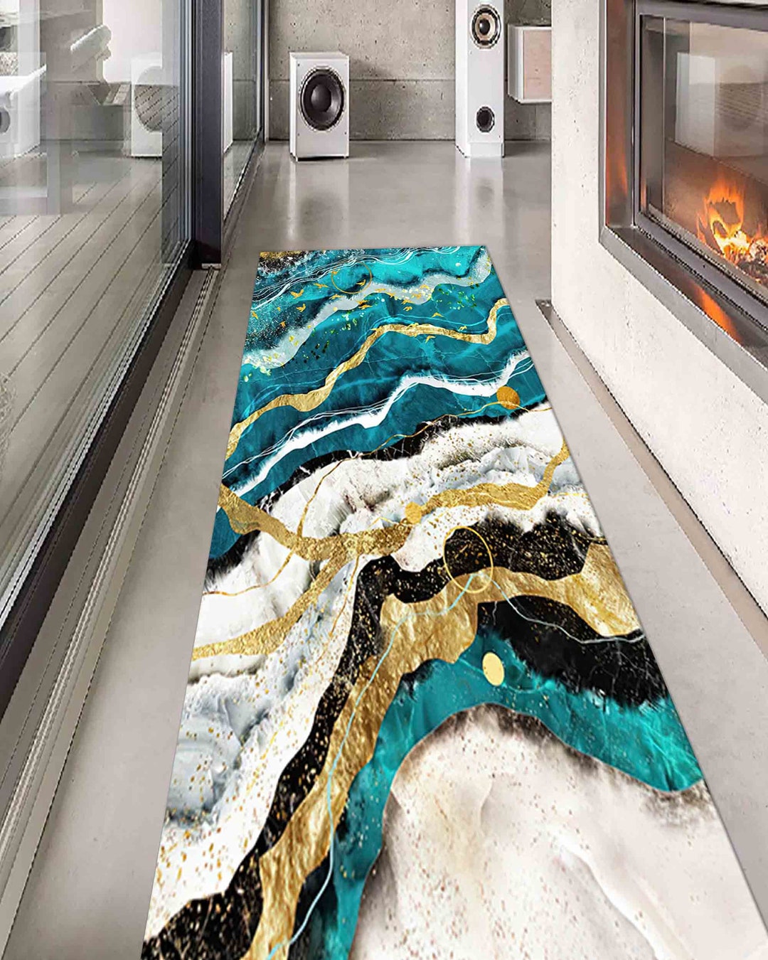 Pet Friendly Rug, 3D Printed Rug, Large Rug, Gift for the Home, Blue ...