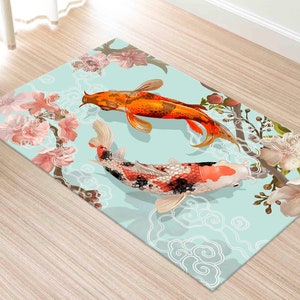 Japanese Koi Fish Rug, Japanese Rug, Koi Rugs, Animal Rug, Car Mat ...