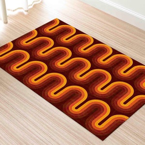 Brown Groovy Retro 70's Rugs, Mid Century Rug, Boho Rugs, Modern Rugs ...