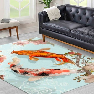 Japanese Koi Fish Rug, Japanese Rug, Koi Rugs, Animal Rug, Car Mat ...
