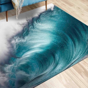Water Wave Rugs, Ocean Rugs, Blue Rug, Landscape Rugs, Step Rug, Non ...