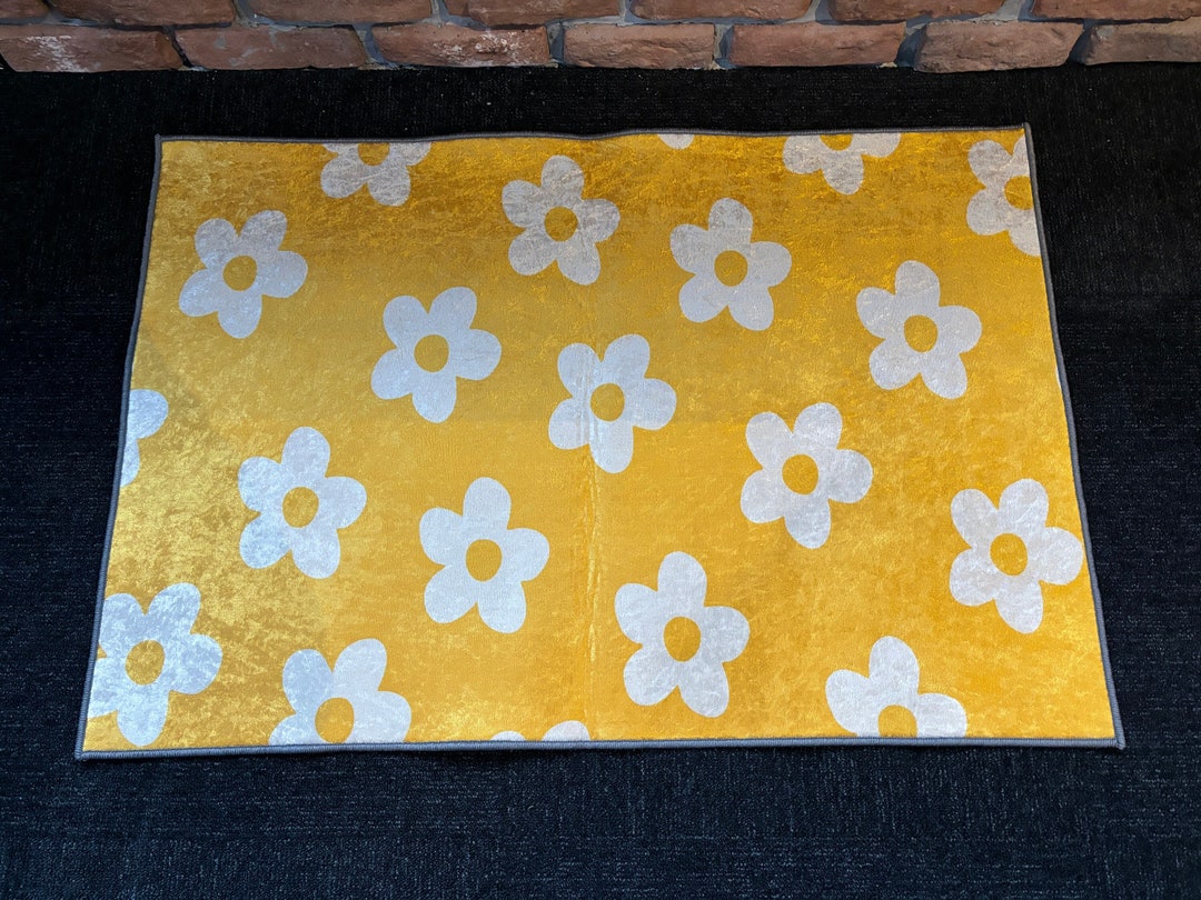 Daisy Rug, Yellow Rug, Modern Rug, Floral Rug, Gift for Her, Nursery ...