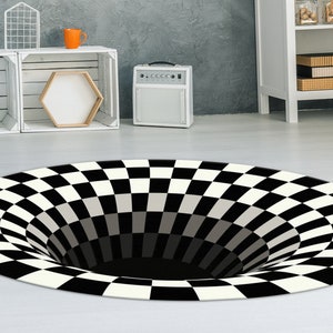 3D Vortex Rug, Optical Illusion Rug, Round Rug, Modern Rugs, Gift for ...