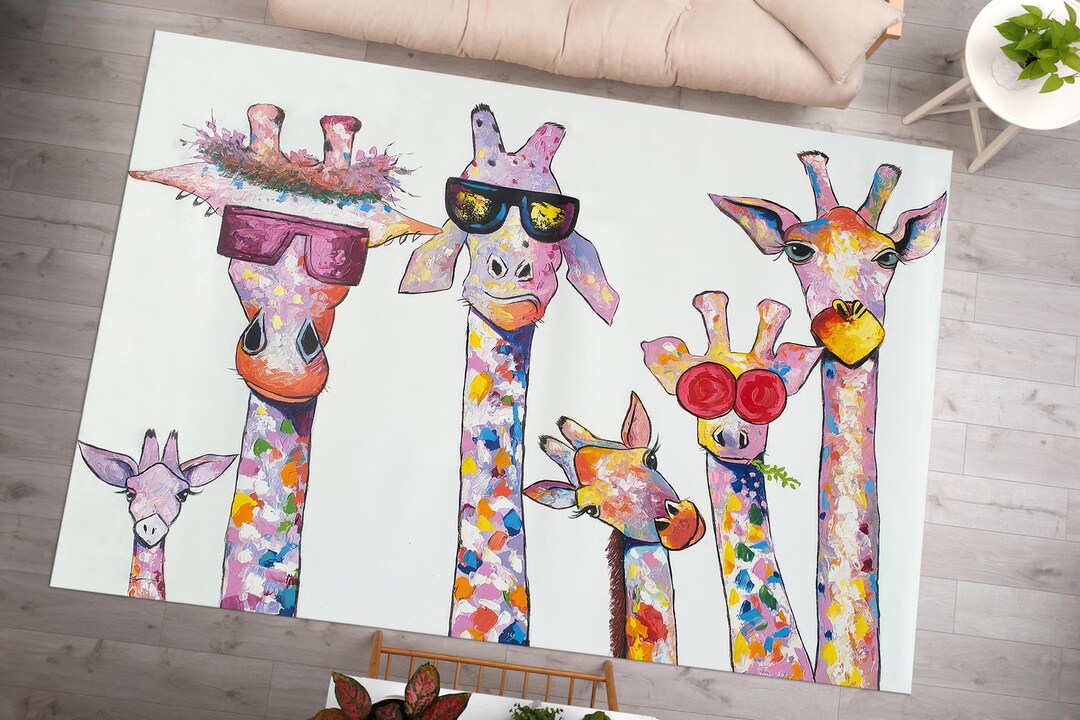 Giraffe Family Rug, Giraffe Rug, Kids Room Rugs, Animal Rug, Wall ...