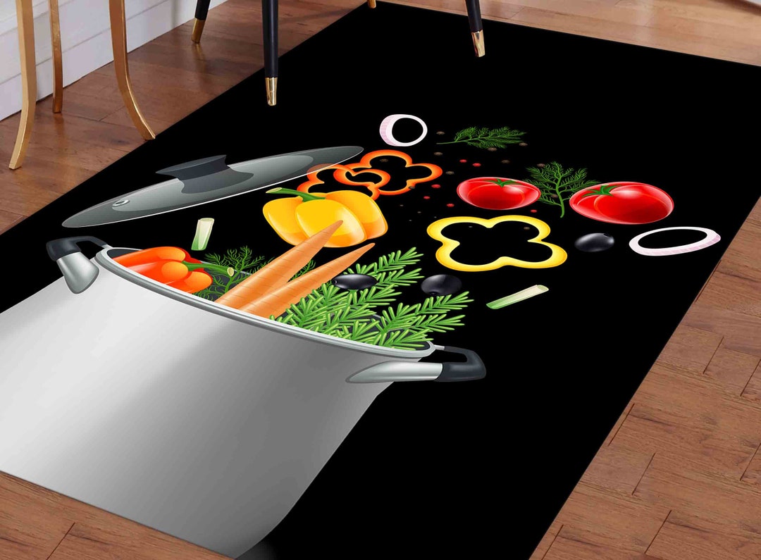 Kitchen Rug, Cooking Rug, Spices Rug, Foods Rugs, Modern Rugs, 3D ...