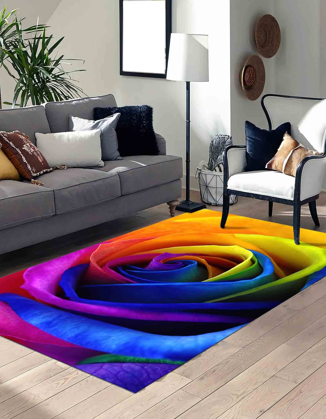 Home Decor Rug, Round Rug, Small Rug, Anti-slip Carpet, Flower Rugs ...