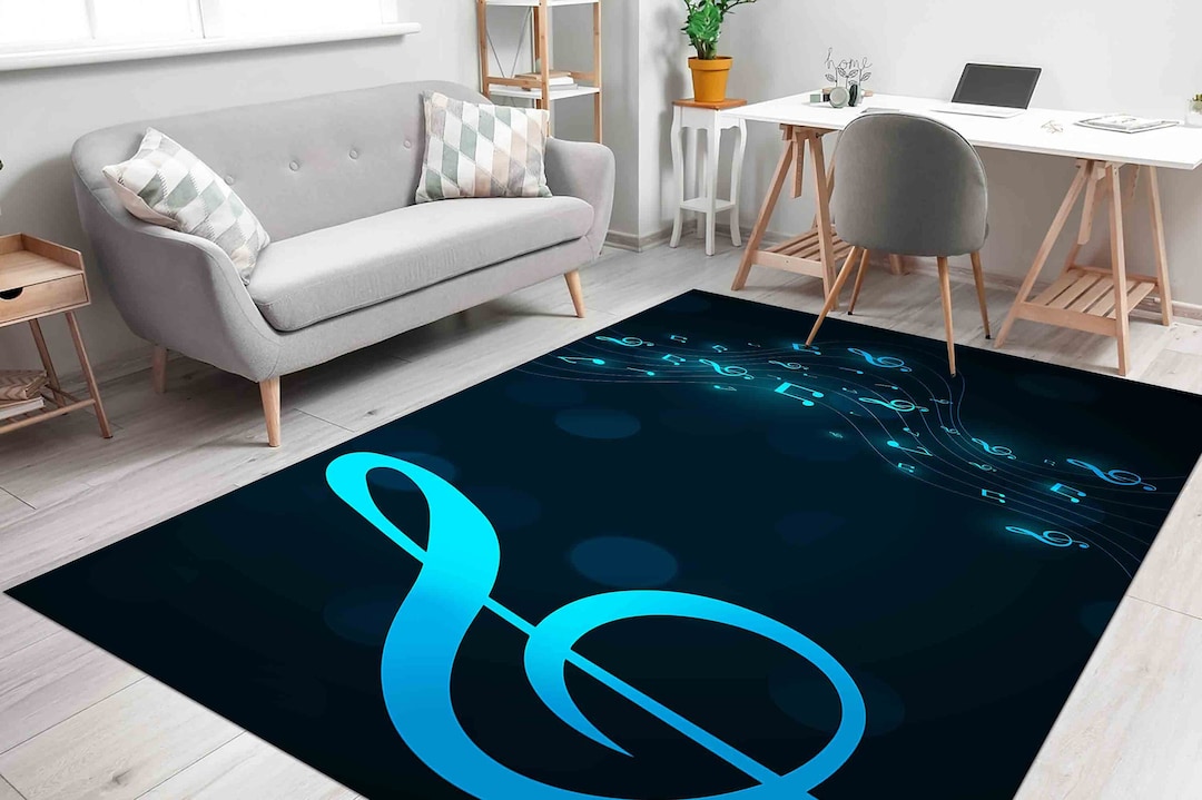 Treble Clef Rug, Girl Room Rug, Bedroom Rug, Music Room Rug, Non-slip ...