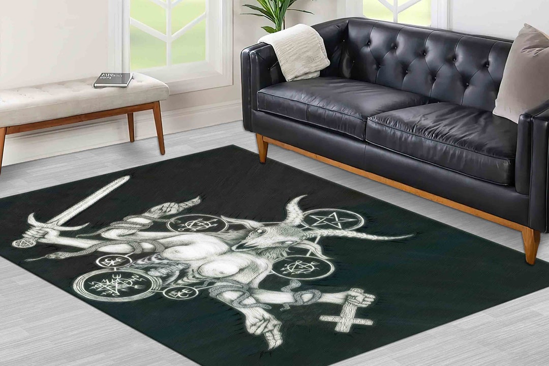 Satanic Demon Rugs, Black Rugs, Satanic Rug, Modern Rug, Salon Decor ...