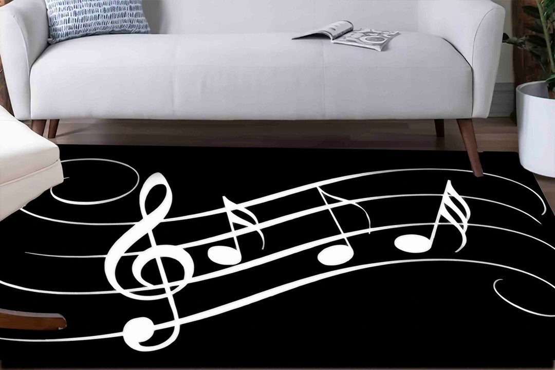 Treble Clef Rug, Black and White Rugs, Girl Room Rug, Music Room Rugs ...