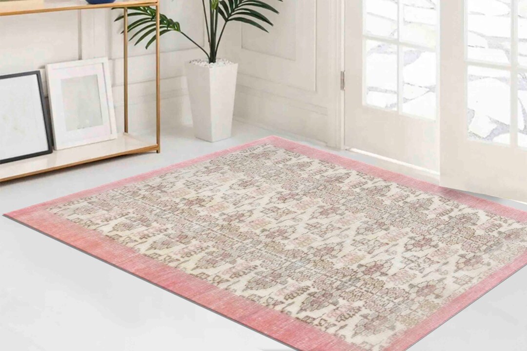 Pink Rug, Floral Rug, Floral Pattern Rug, Antique Style Rug, Turkish ...
